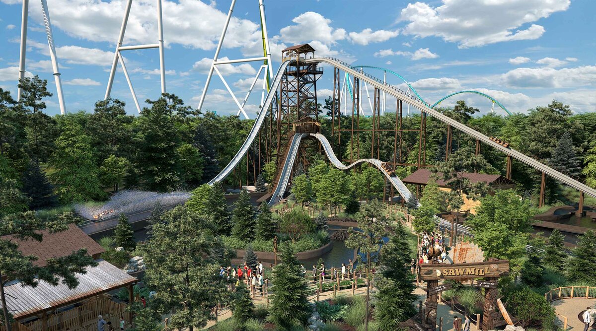 Carowinds Reveals Rip Roarin' Falls, a Record-Breaking 2027 Log Flume ...